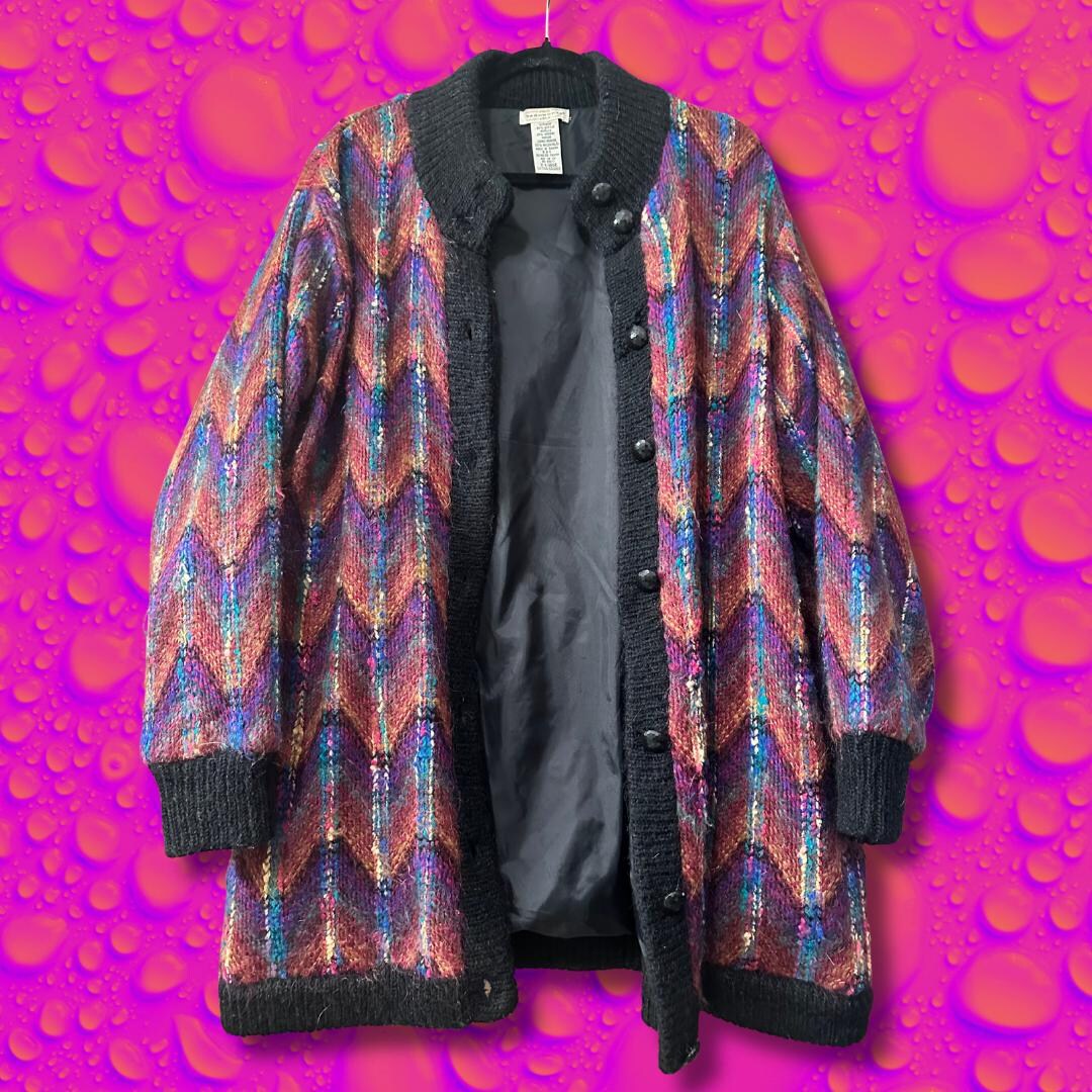 Vintage Wool Multi Colored Chevron Knit Sweater by Yarnworks Size XL - Etsy