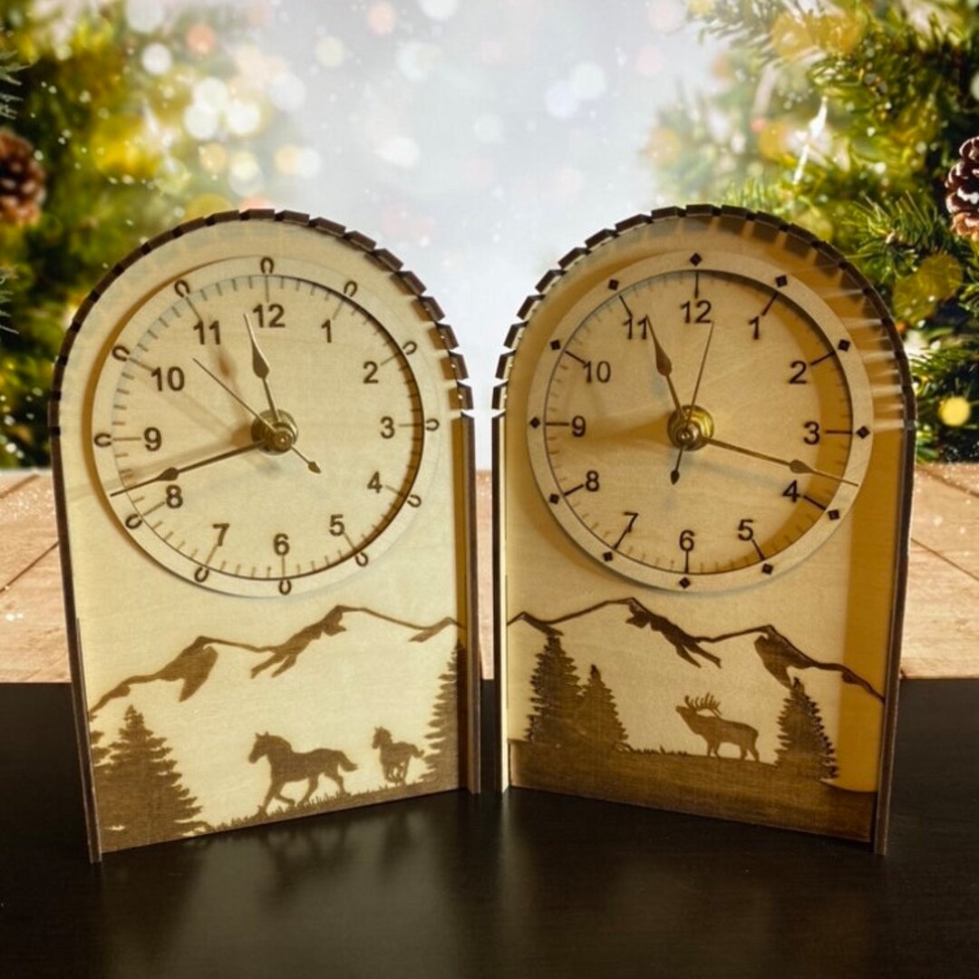 Rustic Desk Clocks, Elk & Horses Designs -laser Cut File: SVG DXF LBRN2 ...
