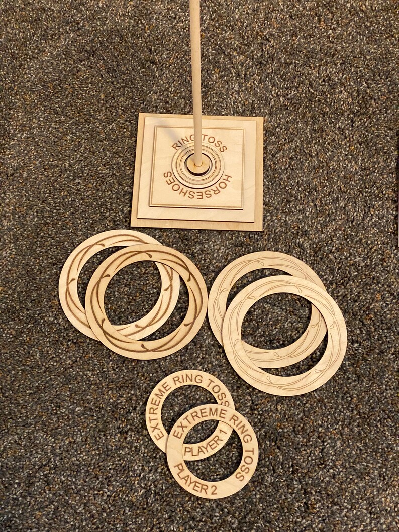 4-in-1 Horseshoes & Ring Toss Games Laser Cut File: SVG DXF LBRN2 ...