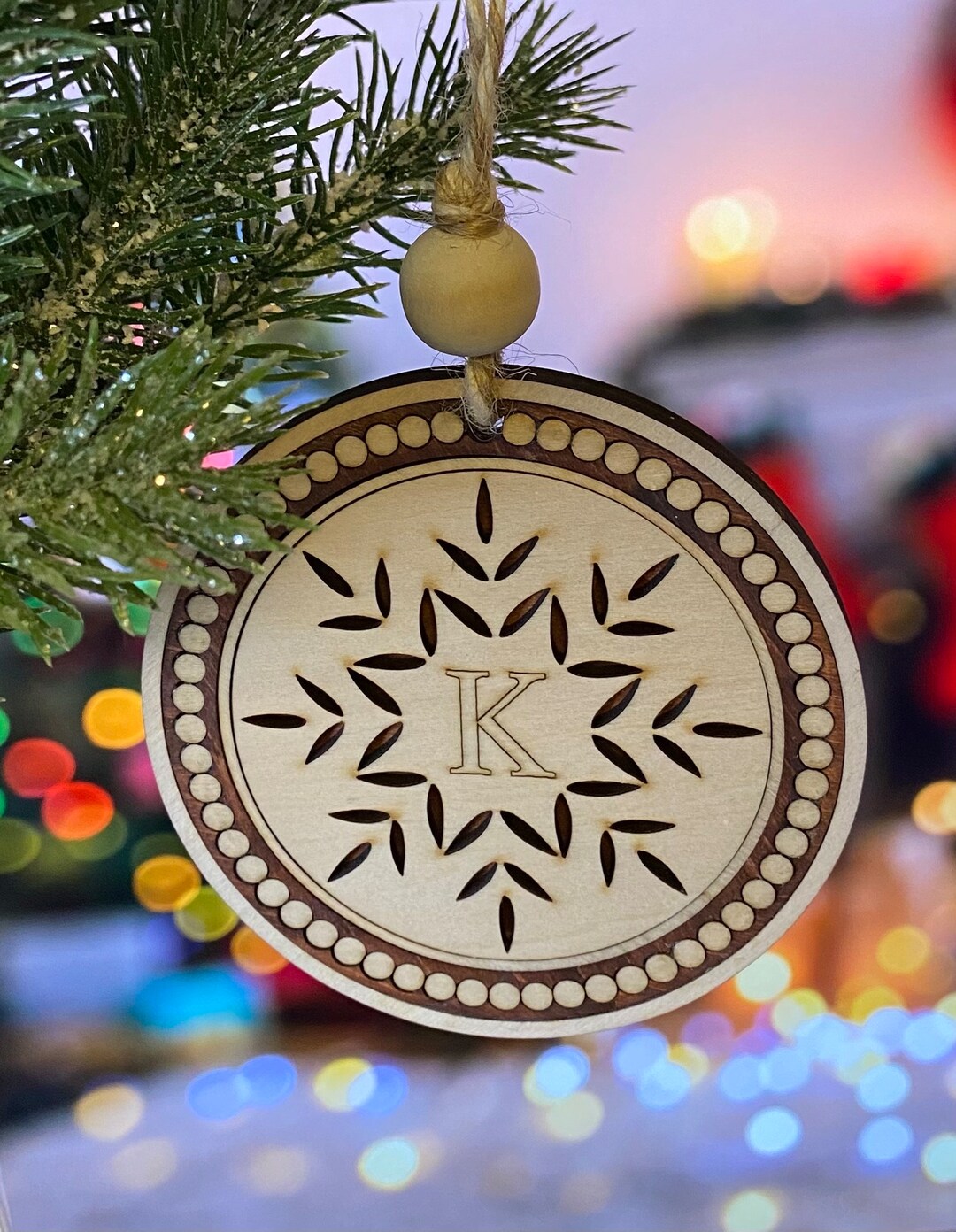 Personalized Monogrammed Faux Inlay Ornament Snowflake Monogrammed ...