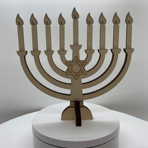 Hanukkah Menorah Handmade Laser Cut and Engraved Wood Menorah Removable ...