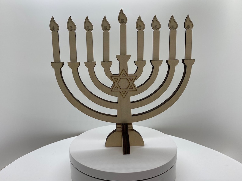 Hanukkah Menorah Handmade Laser Cut and Engraved Wood Menorah Removable ...