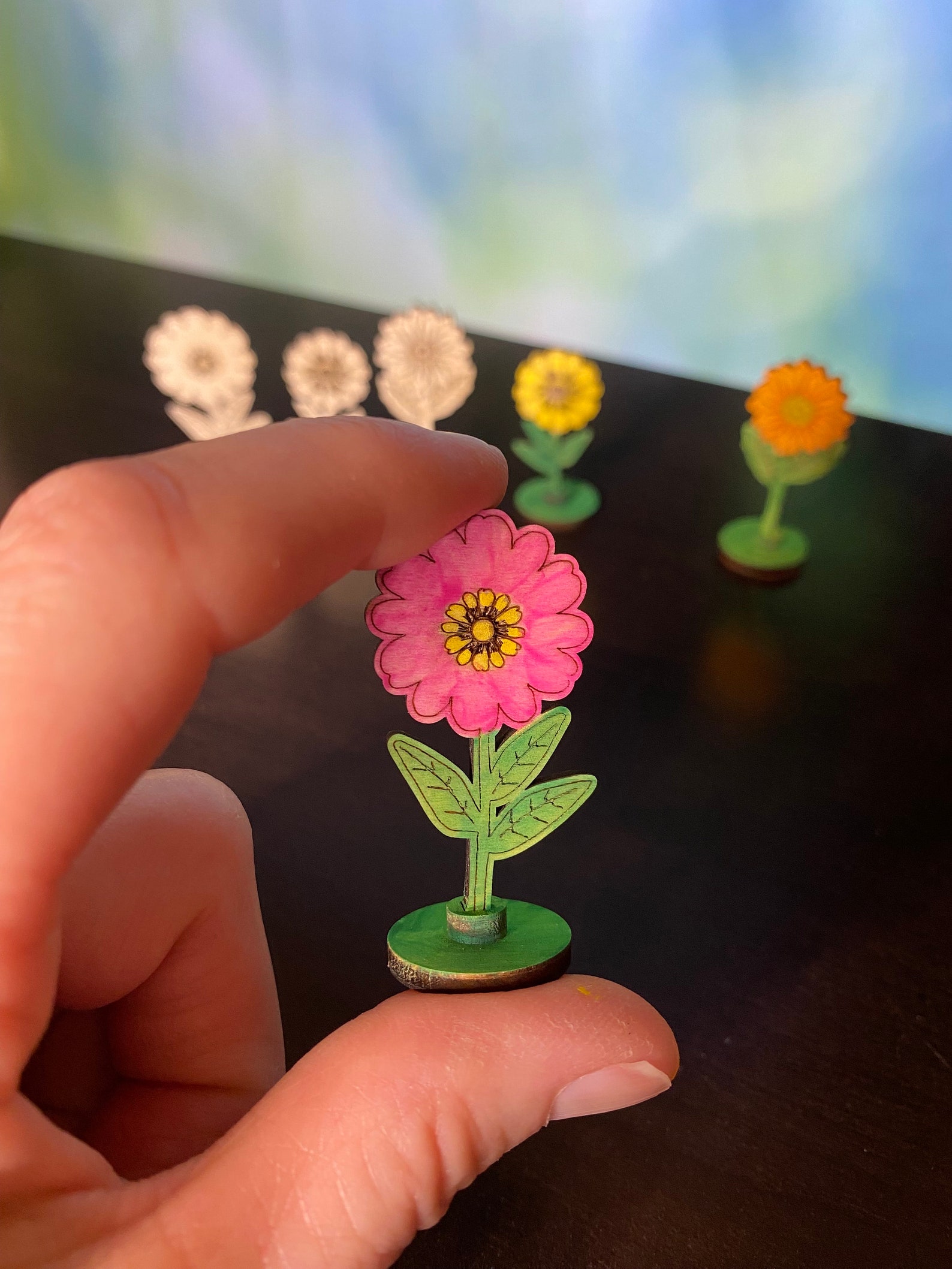 Miniature Flowers With Stand Laser Cut File Digital Download Lightburn ...