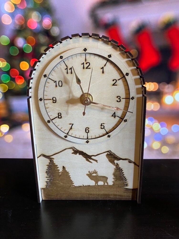 Wooden Desk Clock Digital Download 2 Designs Elk & Horses Rustic ...