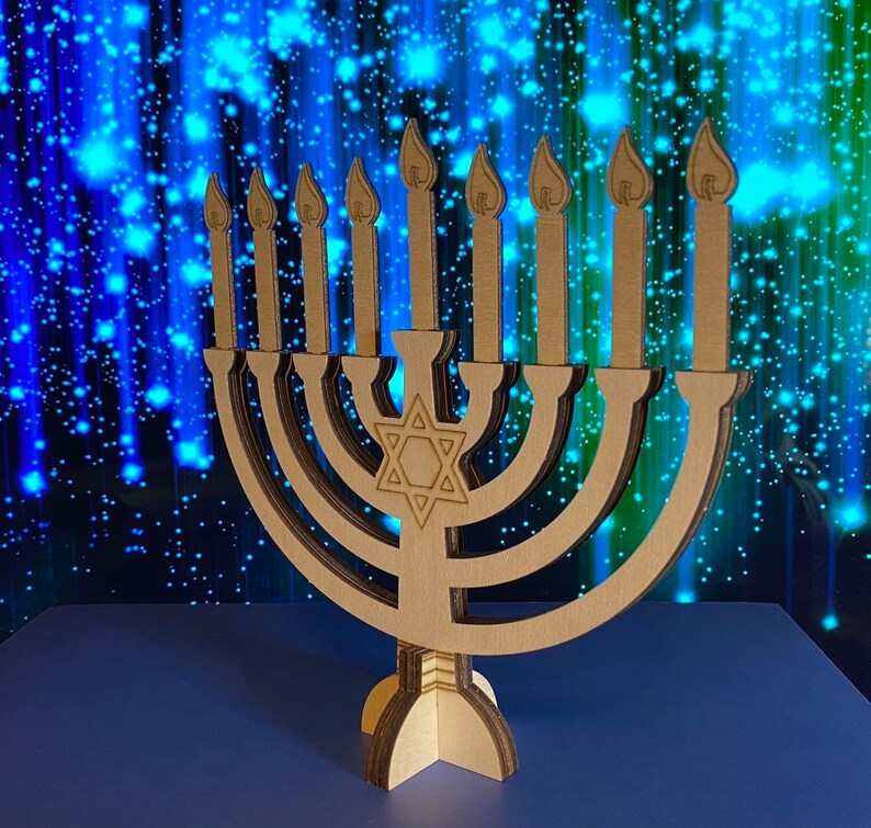 Hanukkah Menorah Handmade Laser Cut and Engraved Wood Menorah Removable ...