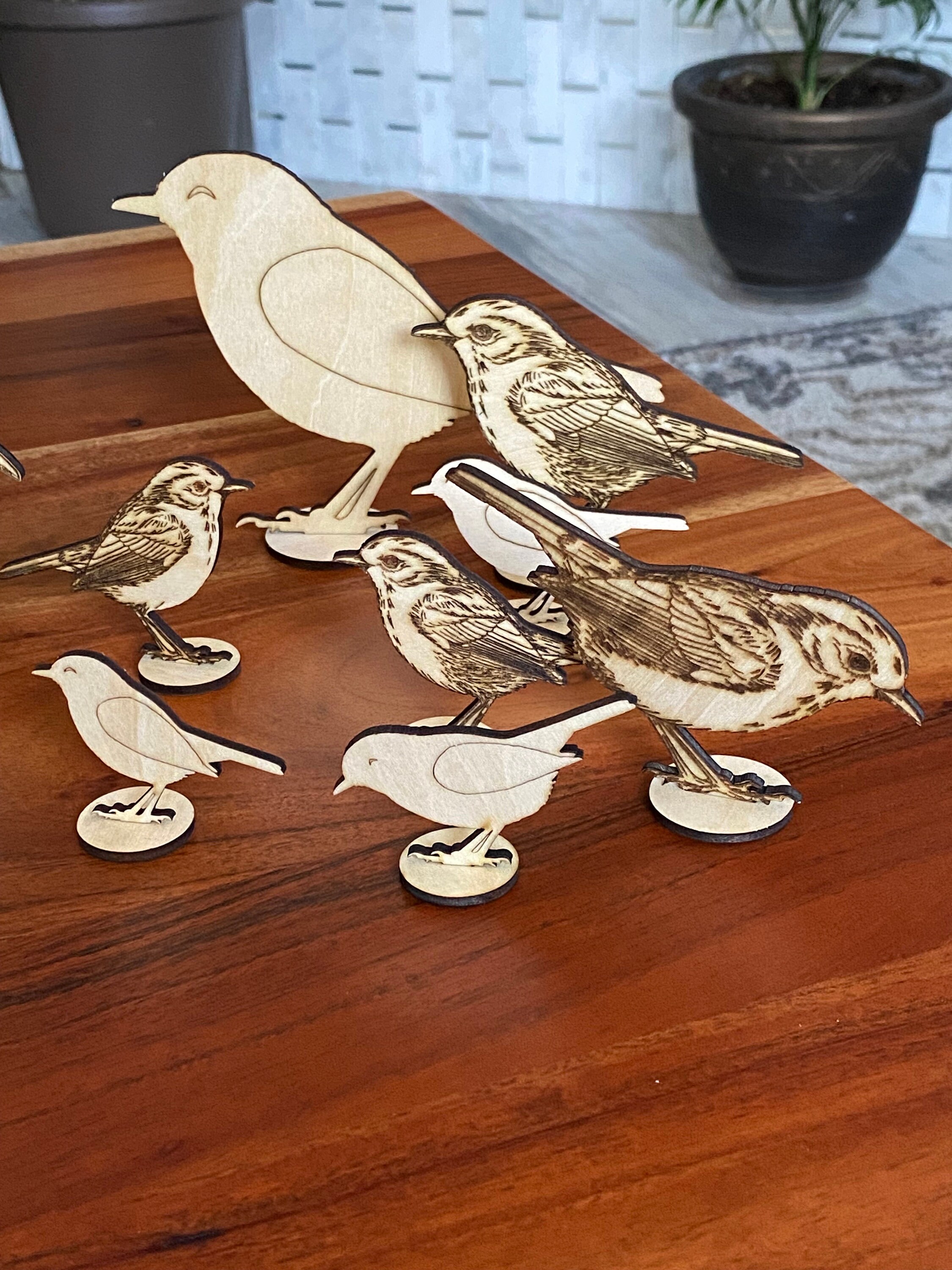 Freestanding Wood Birds Laser Cut and Engraved Birds Digital Download ...