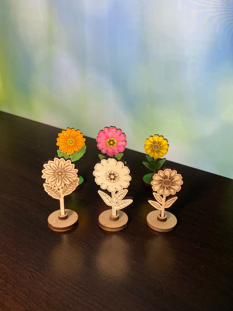 Miniature Flowers With Stand Laser Cut File Digital Download Lightburn ...