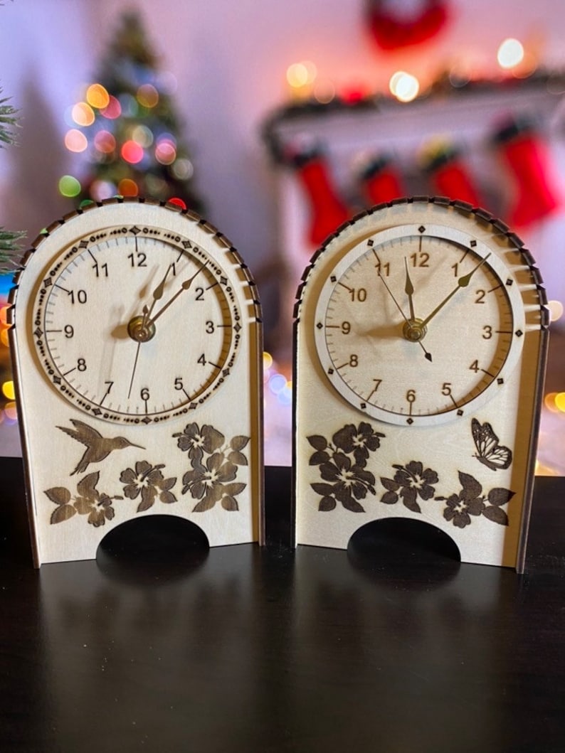 Wooden Desk Clock Digital Download 2 Designs Butterfly & Hummingbird ...