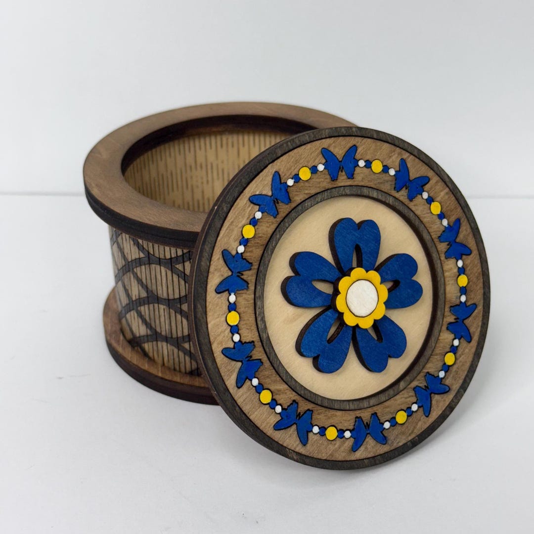 Butterfly Faux Inlay Trinket Box Laser Cut File: SVG DXF LBRN2 (digital ...