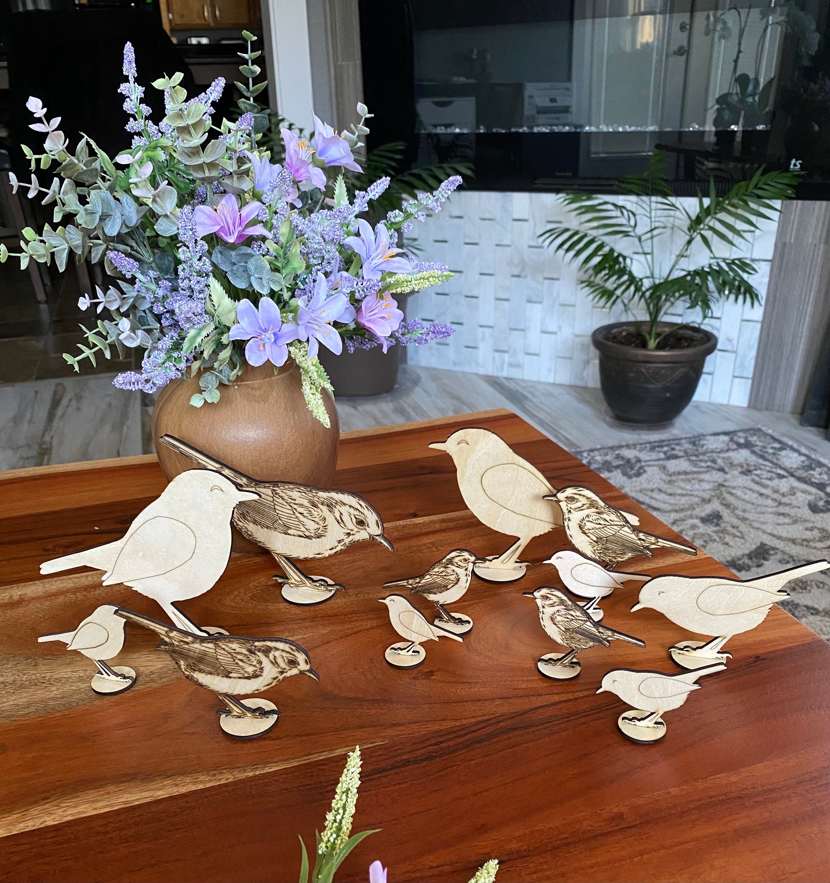 Freestanding Wood Birds Laser Cut and Engraved Birds Digital Download ...