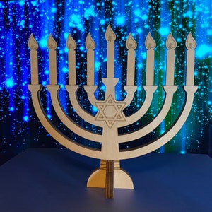 Hanukkah Menorah Handmade Laser Cut and Engraved Wood Menorah Removable ...