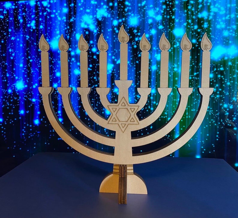 Hanukkah Menorah Handmade Laser Cut and Engraved Wood Menorah Removable ...