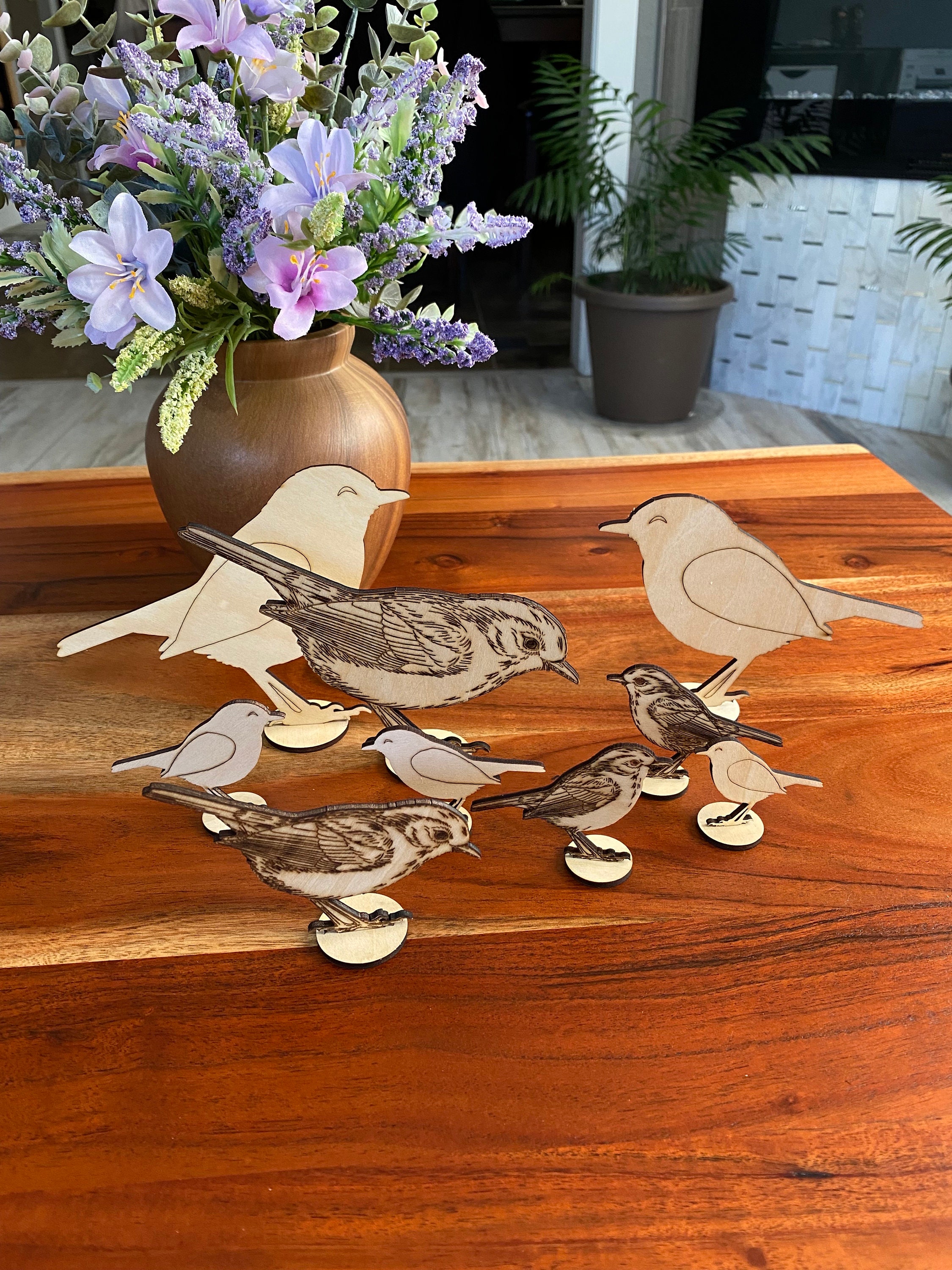 Freestanding Wood Birds Laser Cut and Engraved Birds Digital Download ...