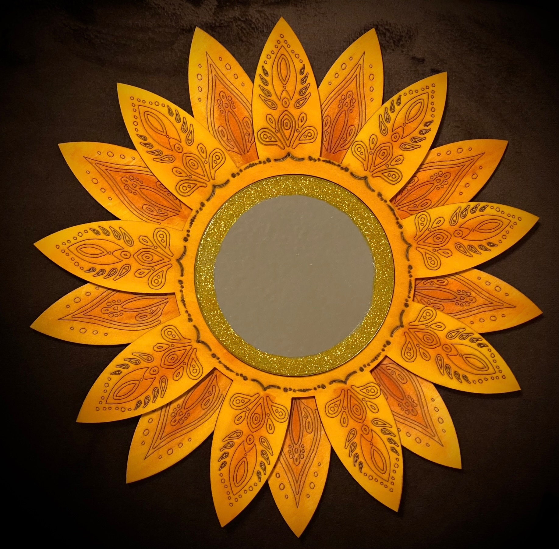 Sunflower Mandala Mirror Frame - Laser Cut File: SVG DXF LBRN2 (digital ...