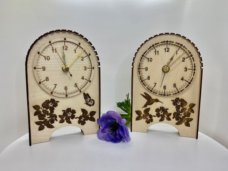 Wooden Desk Clock Digital Download 2 Designs Butterfly & Hummingbird ...