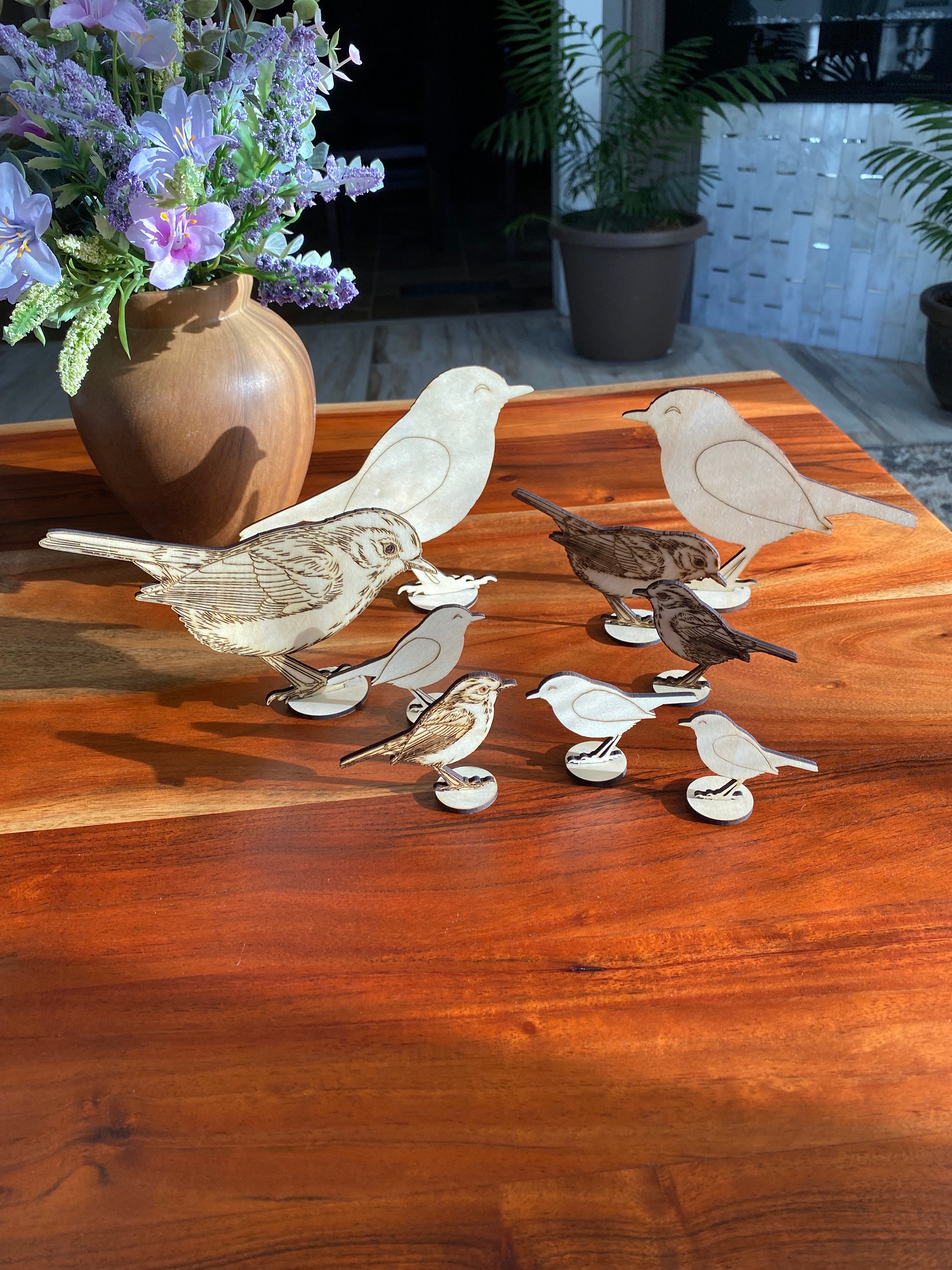 Freestanding Wood Birds Laser Cut and Engraved Birds Digital Download ...