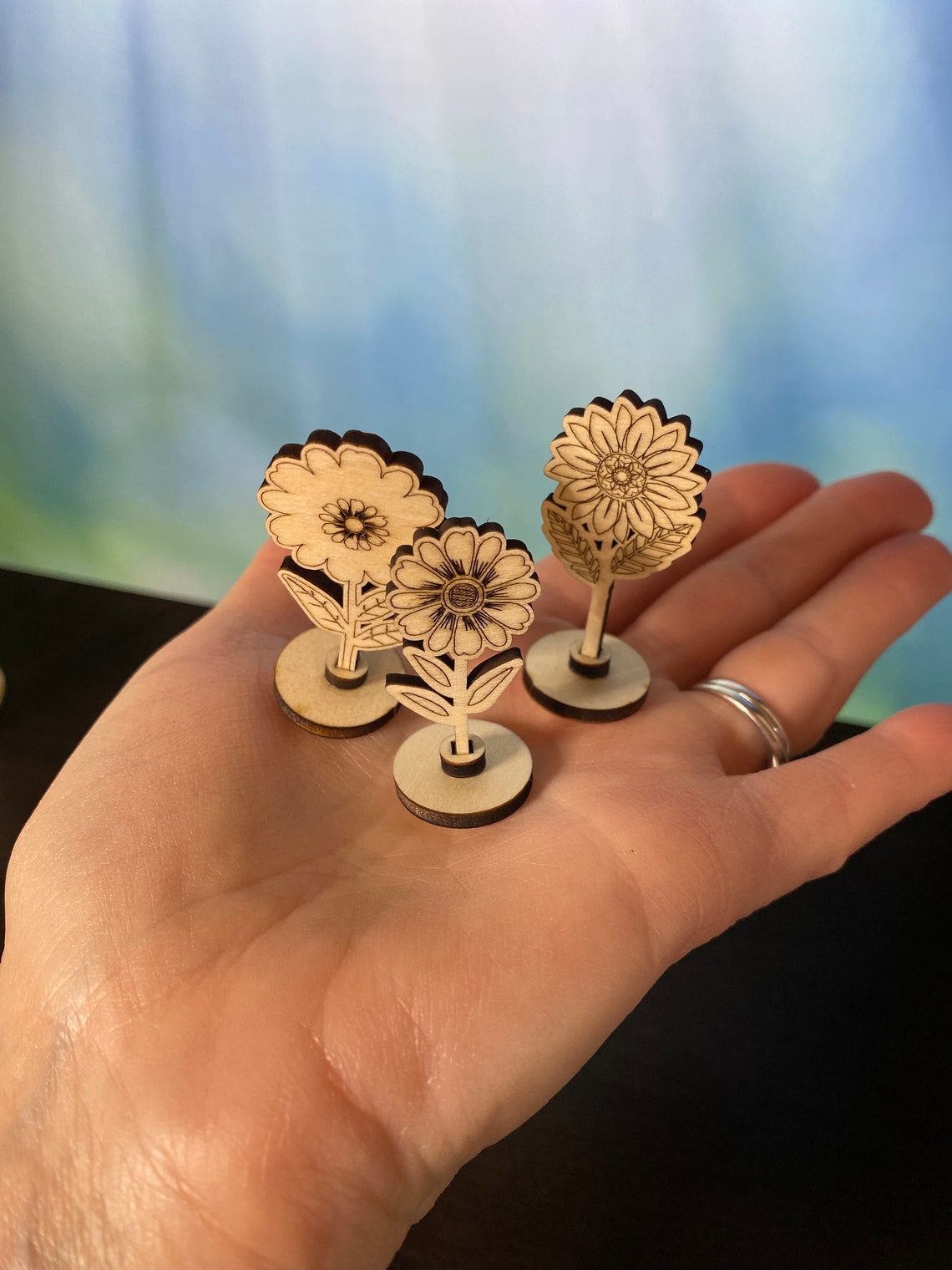 Miniature Flowers With Stand Laser Cut File Digital Download Lightburn ...