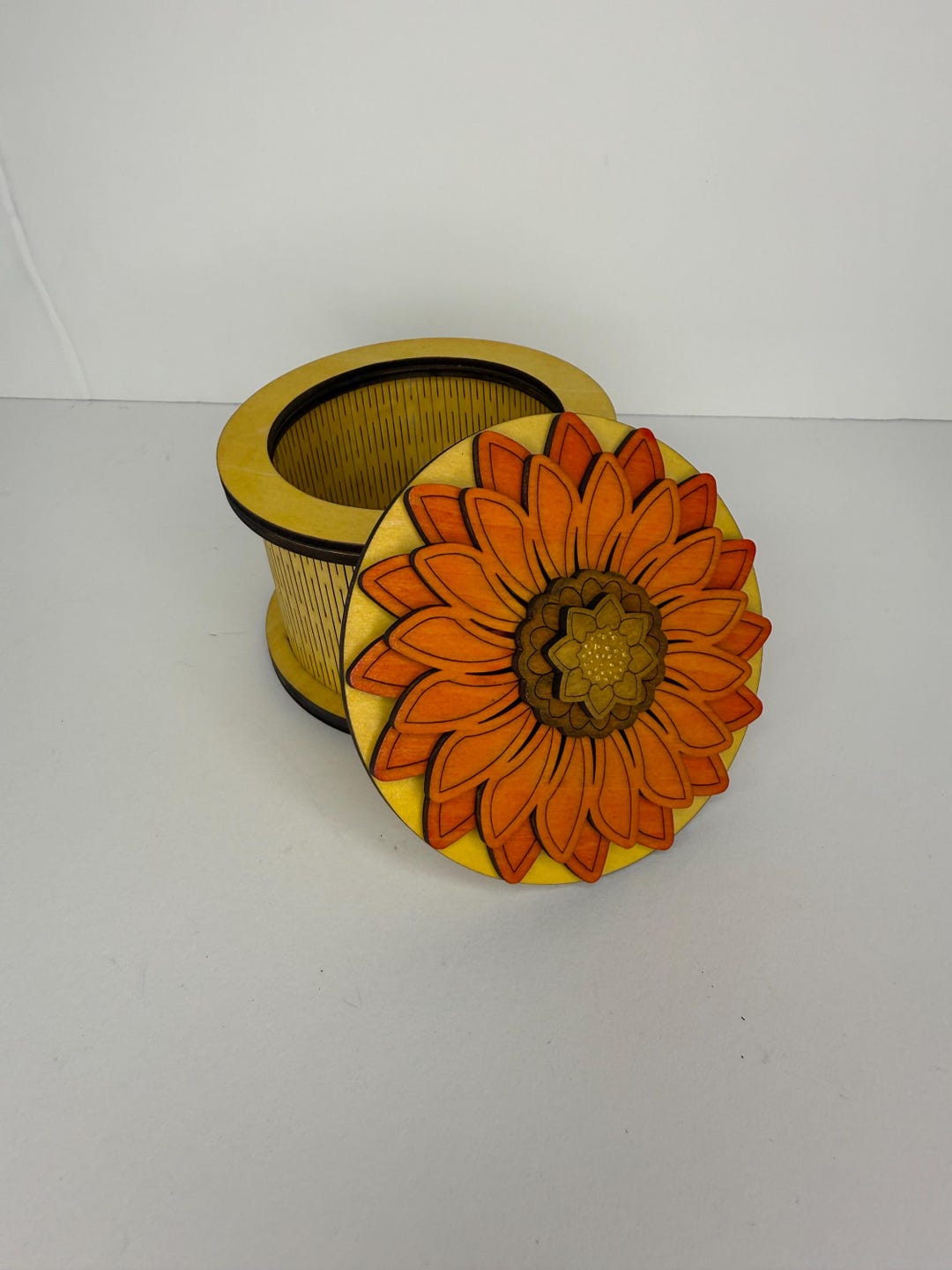 Sunflower Trinket Box With Faux Inlay Laser Cut File: SVG DXF LBRN2 ...