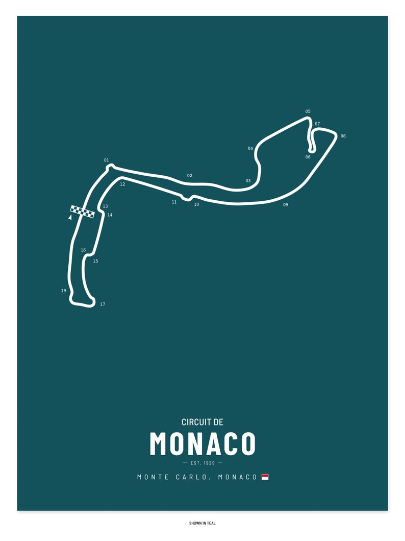 Circuit De Monaco Minimalist Track Poster 25 Colors & 7 - Etsy