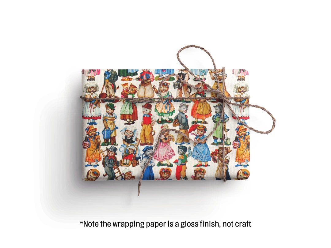 Vintage Cat Wrapping Paper, Cute Wrapping Paper, Recyclable Wrapping ...