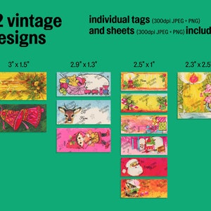 Christmas Gift Tags Printable, Vintage Christmas, Retro, Digital ...