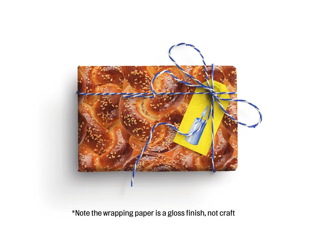 Challah Bread Hanukkah Wrapping Paper, Recyclable Wrapping Paper, Funny ...