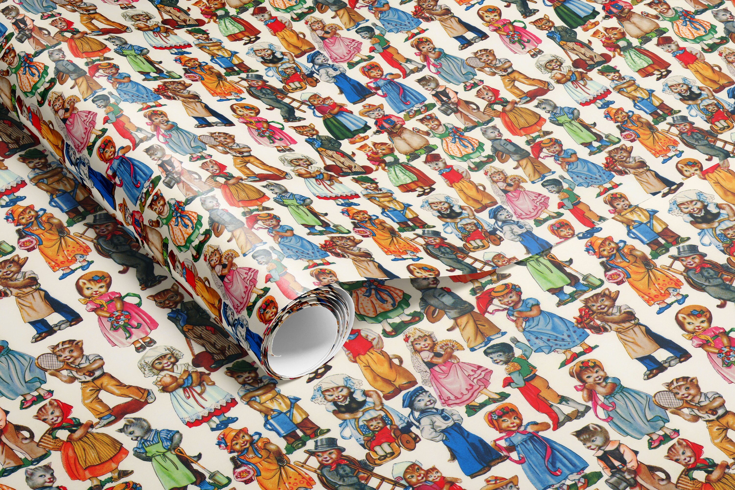 Vintage Cat Wrapping Paper Cute Wrapping Paper Recyclable - Etsy
