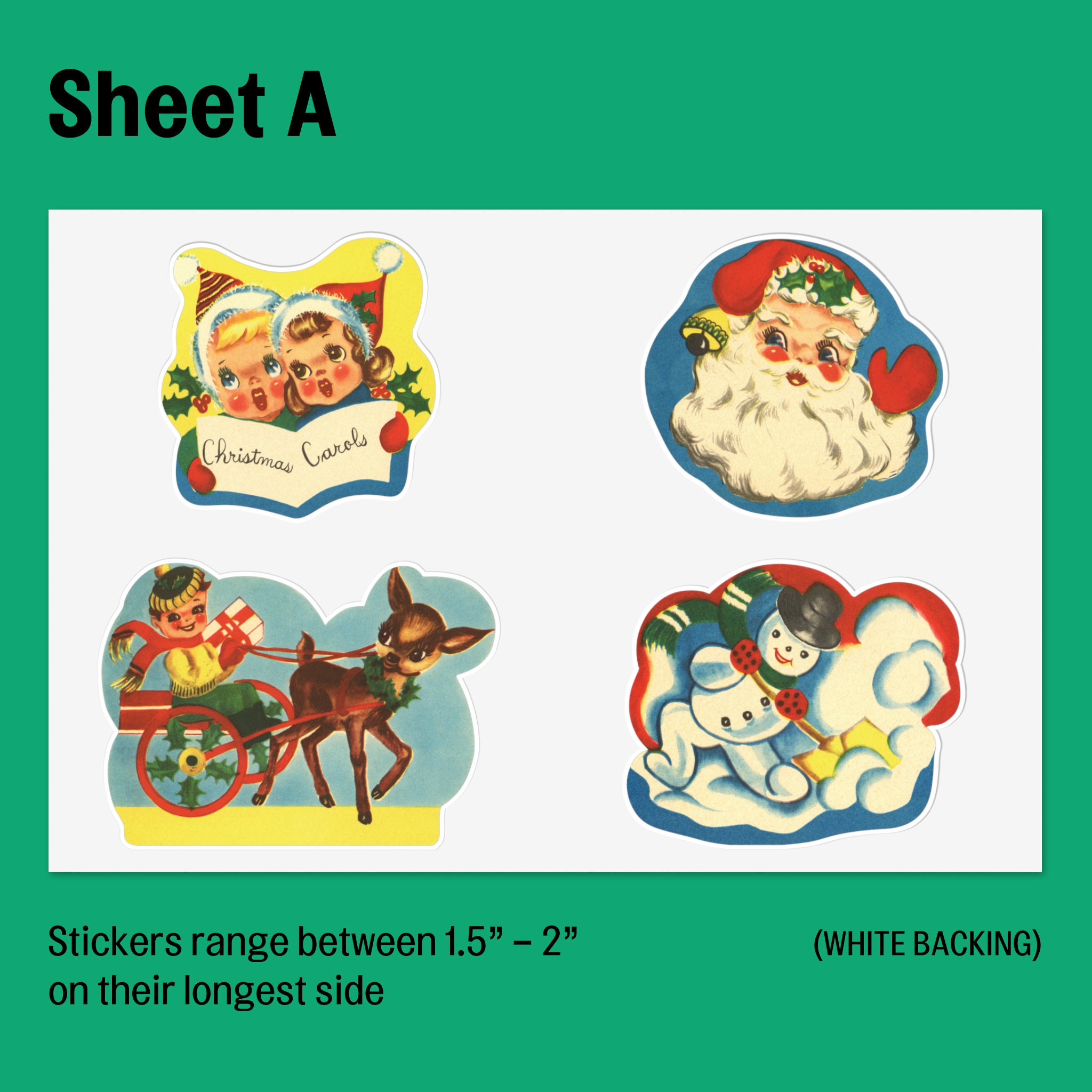 Retro Christmas Stickers Vintage Christmas Stickers - Etsy