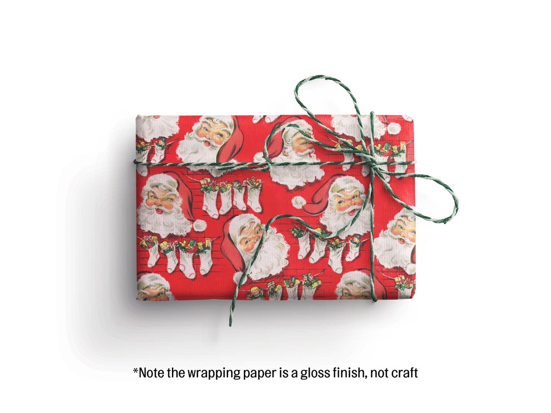 Vintage Christmas Wrapping Paper, Santa Wrapping Paper, Recyclable ...