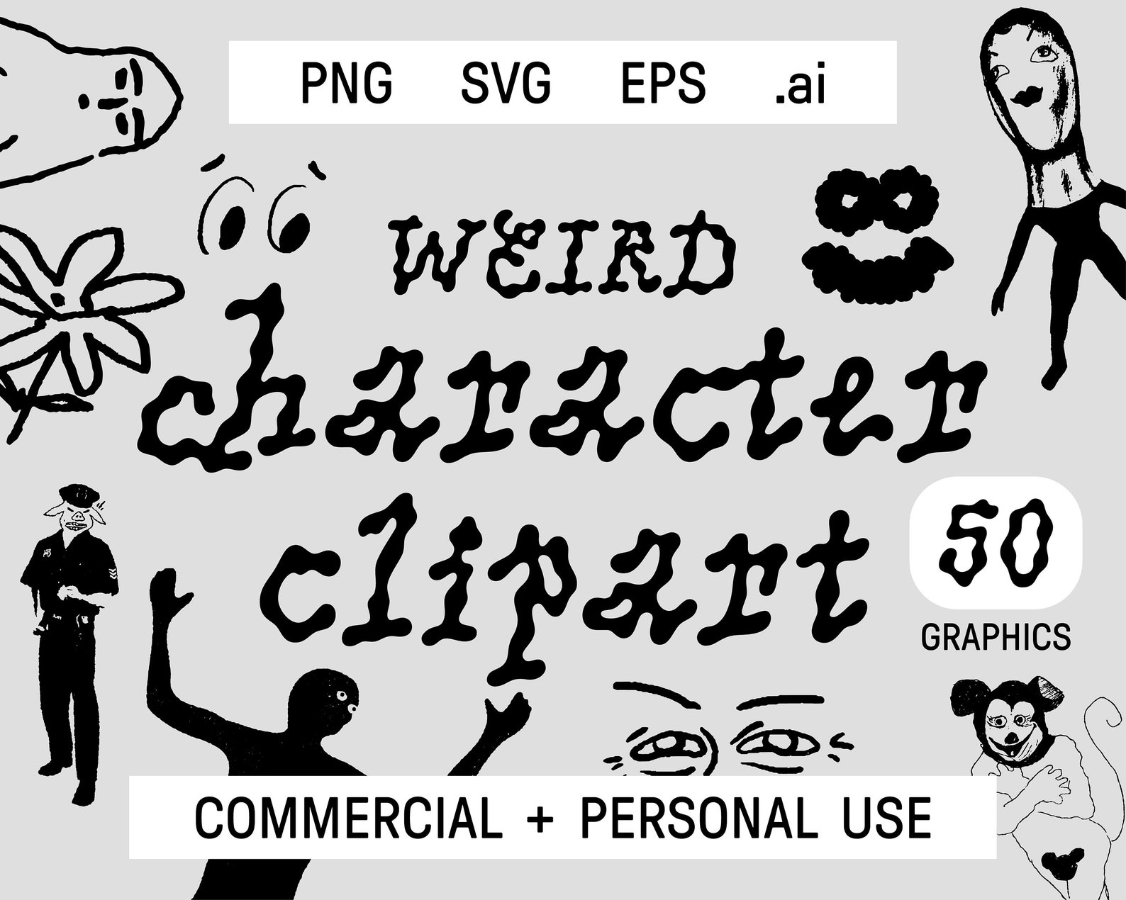 Weird Character Clipart, Character SVG, PNG, Avatar SVG, Hipster ...