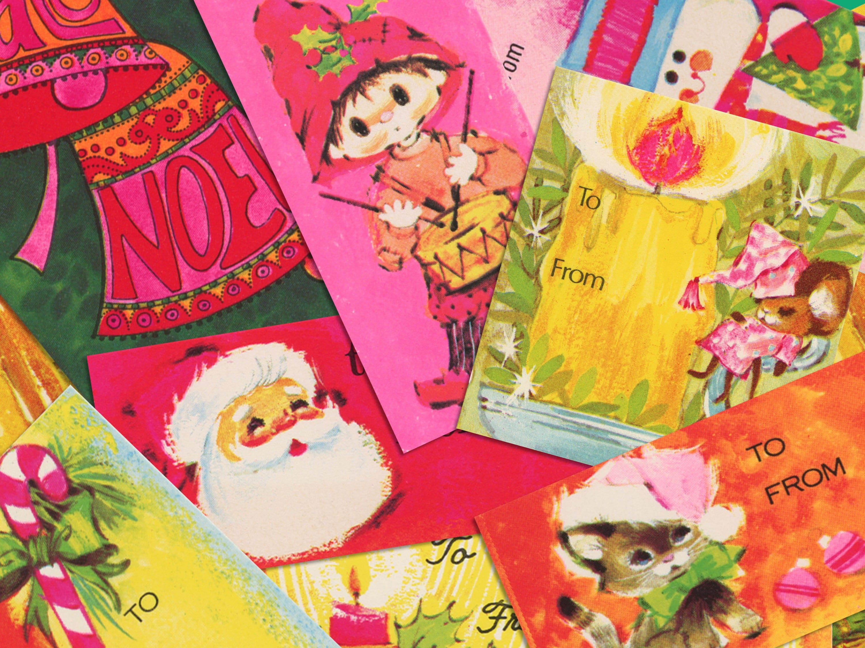Christmas Gift Tags Printable, Vintage Christmas, Retro, Digital ...