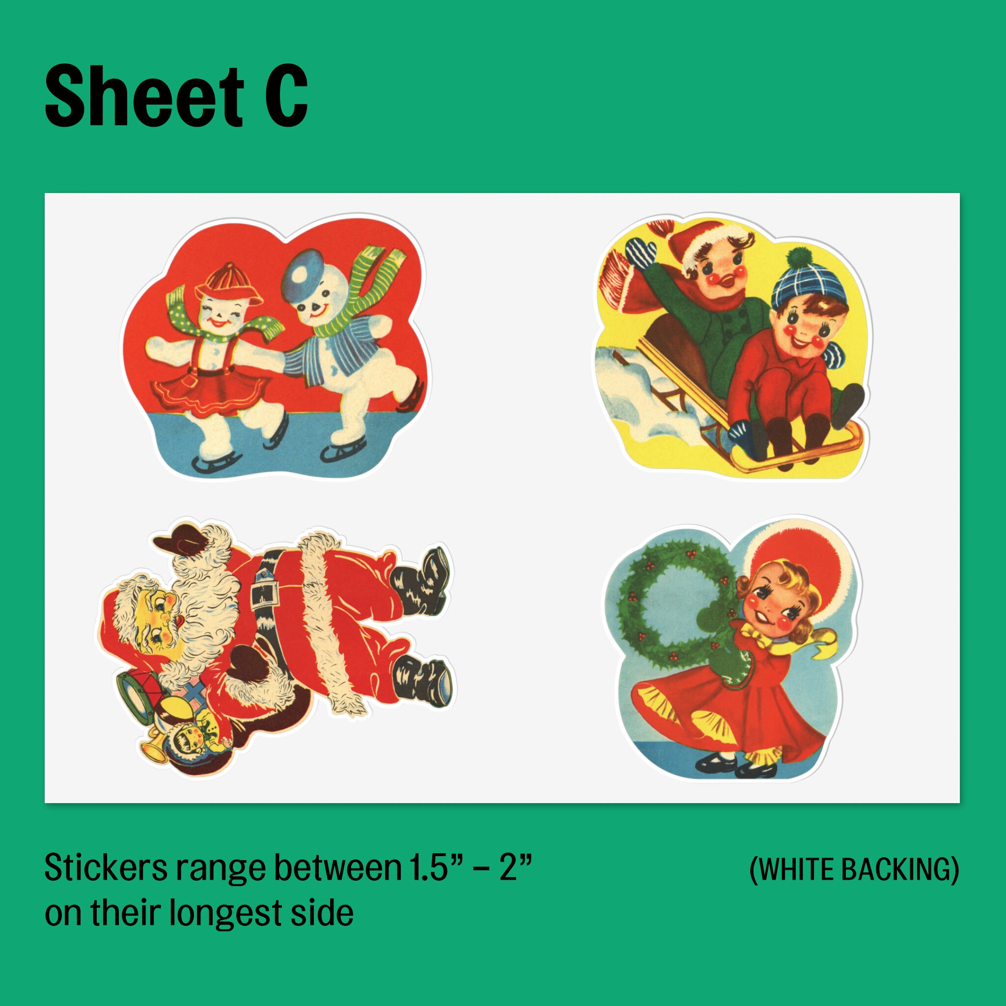 Retro Christmas Stickers Vintage Christmas Stickers - Etsy