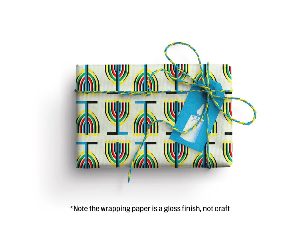 Menorah Hanukkah Wrapping Paper Recyclable Wrapping Paper - Etsy