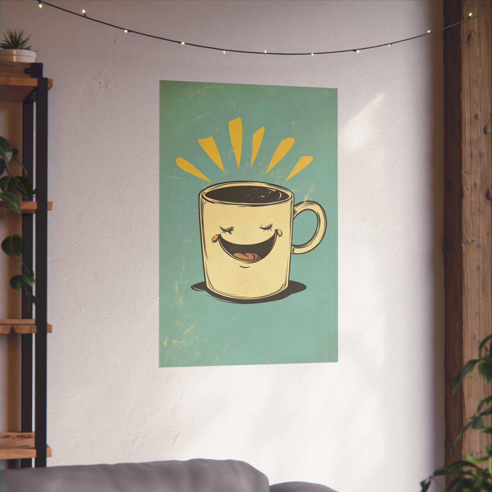 Vintage Coffee Poster Matte Vertical Poster - Retro Style Cup of Coffee ...