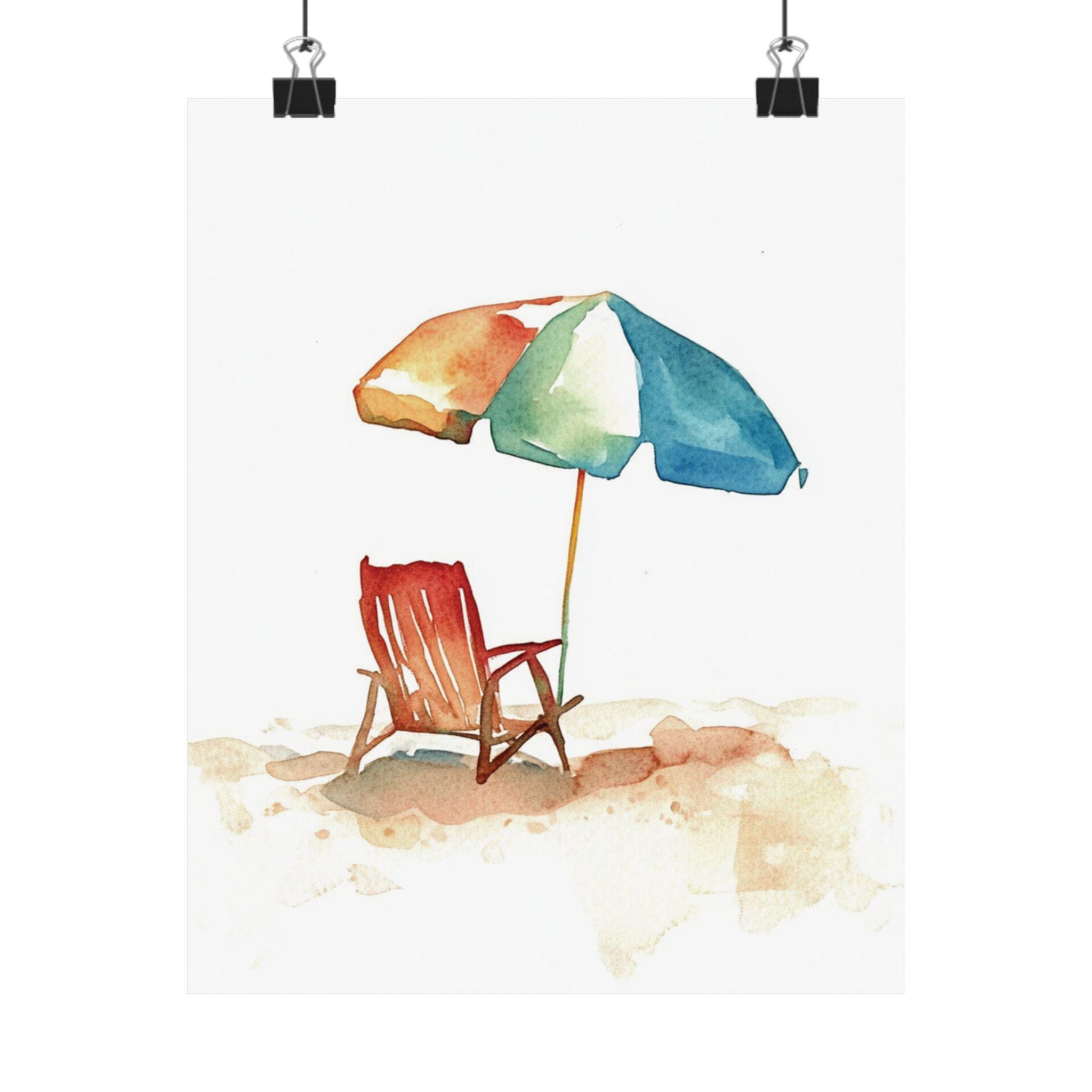 Vertical Beach Chair Poster, Coastal Wall Art, Matte Ocean Print ...