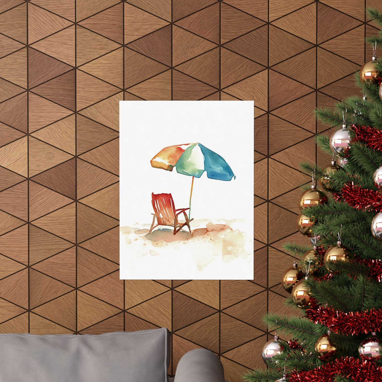 Vertical Beach Chair Poster, Coastal Wall Art, Matte Ocean Print ...