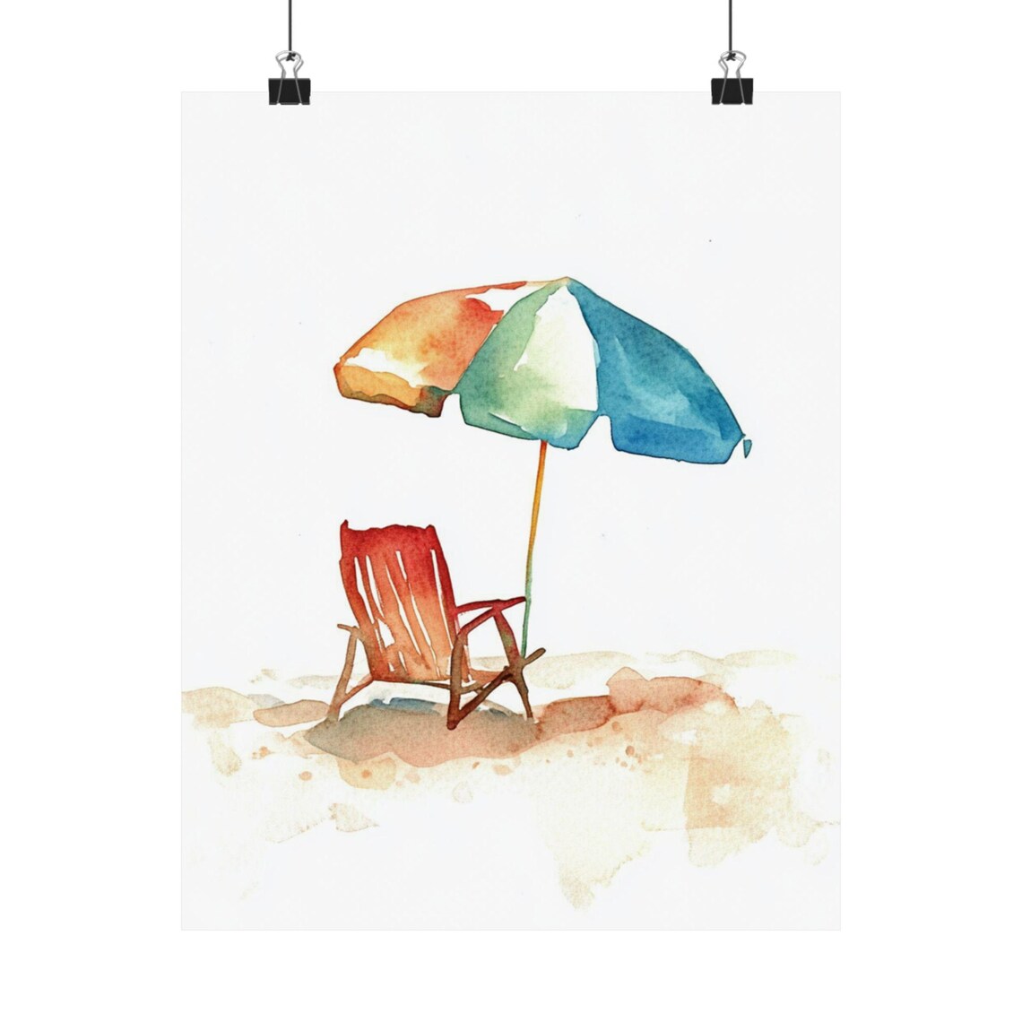 Vertical Beach Chair Poster, Coastal Wall Art, Matte Ocean Print ...