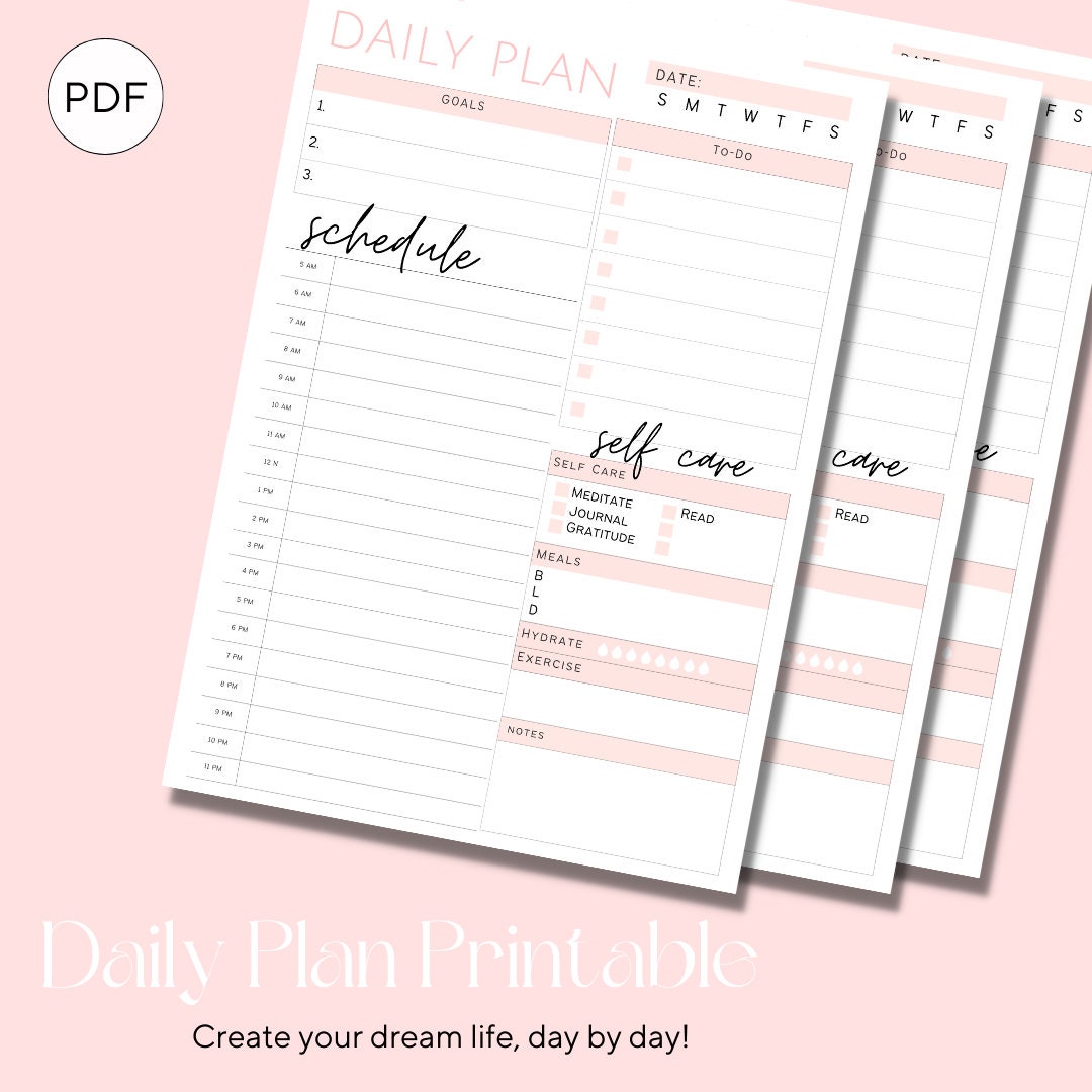 Daily Plan Printable Page - Etsy
