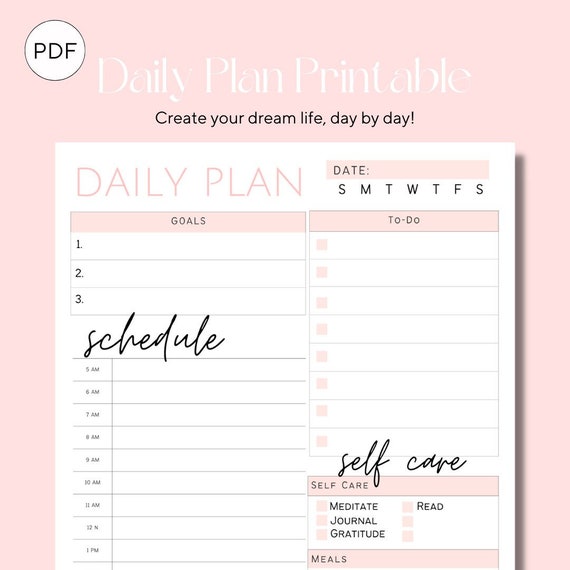 Daily Plan Printable Page - Etsy