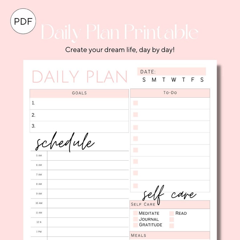 Daily Plan Printable Page - Etsy