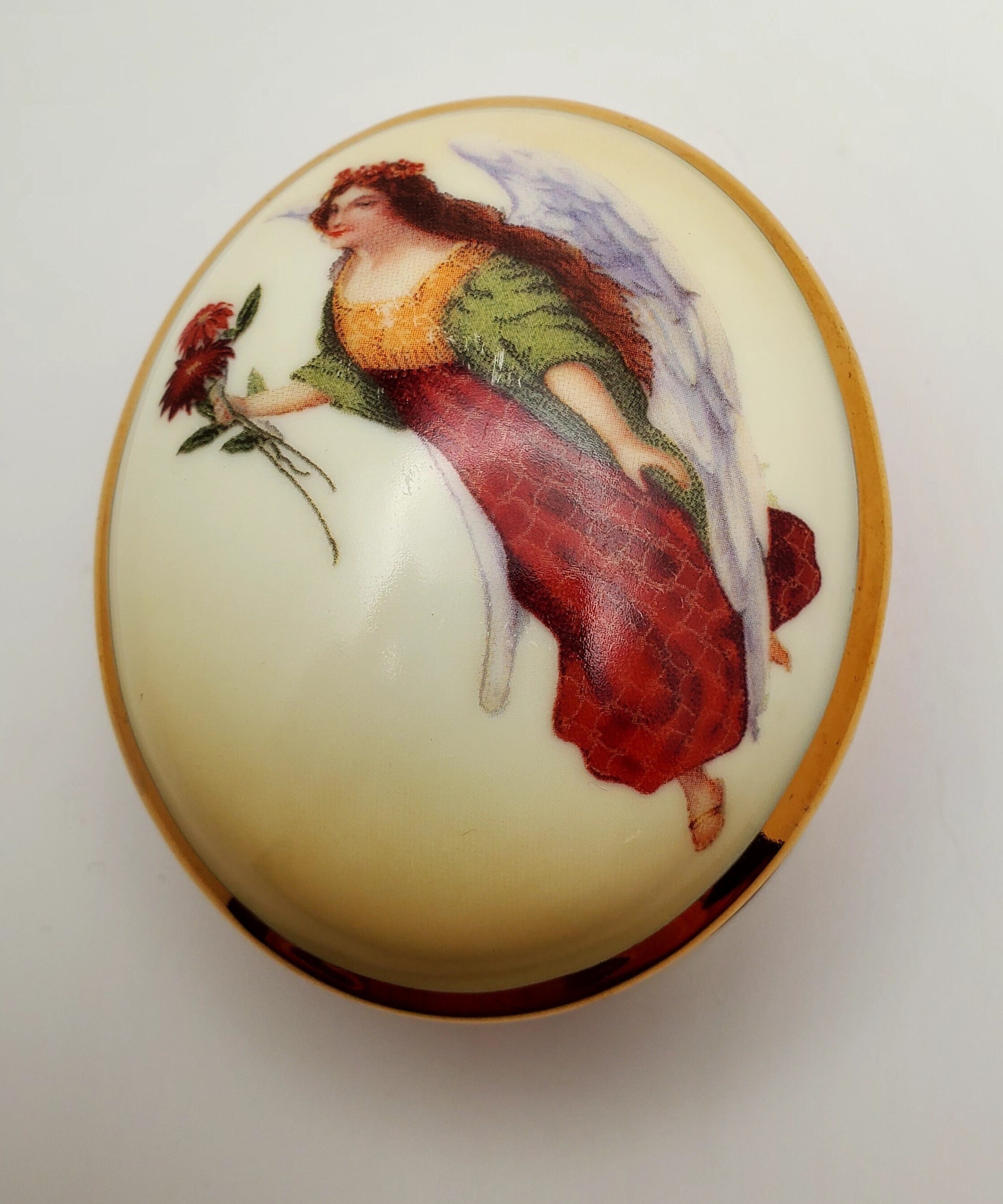 Victorian Christmas Angel Trinket Box Boehm Porcelain Hand Painted Home ...