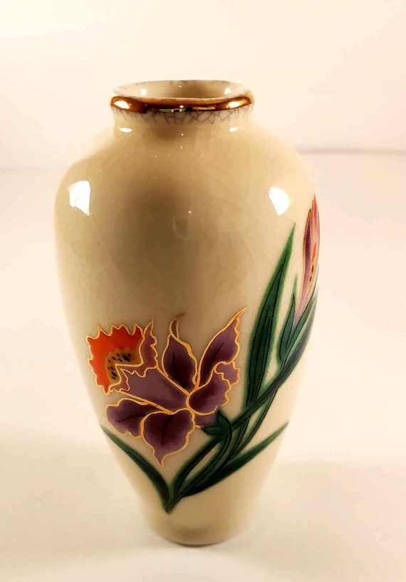 HOMCO Vintage Purple Iris Miniature Vase Made in Japan - Etsy
