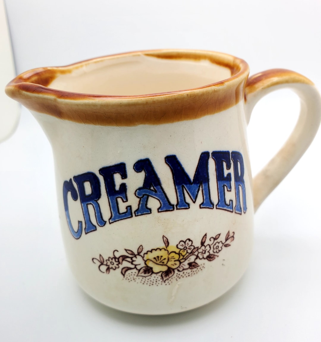 Made in Japan Vintage Creamer Pitcher Brown White - Etsy