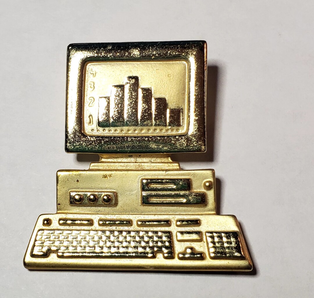 VINTAGE Signed AJC Gold Personal Computer 1990s Pin/brooch RETRO - Etsy