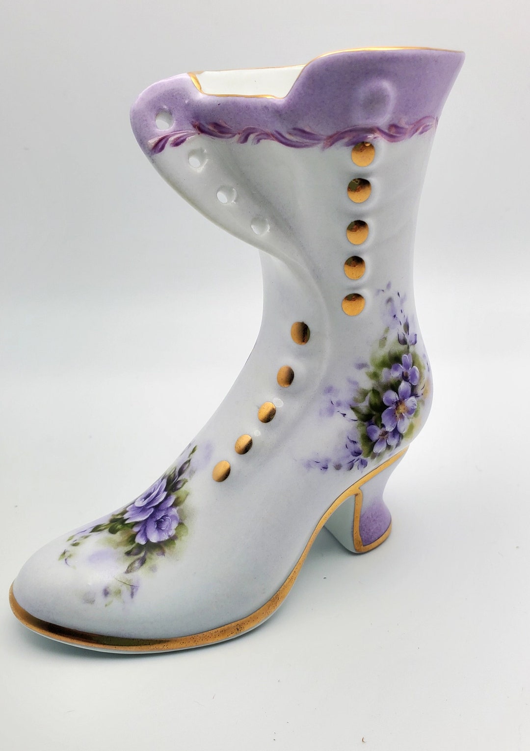 Victorian Style Boot Bud Vase Purple Roses Flowers - Etsy