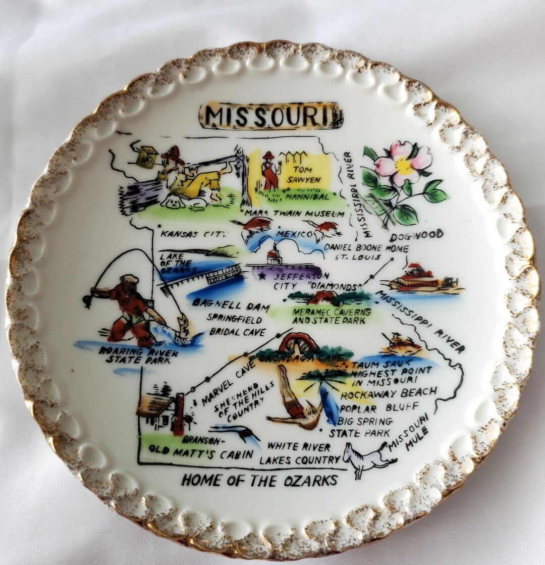 Vintage Missouri Home of the Ozarks Souvenir Plate - Etsy