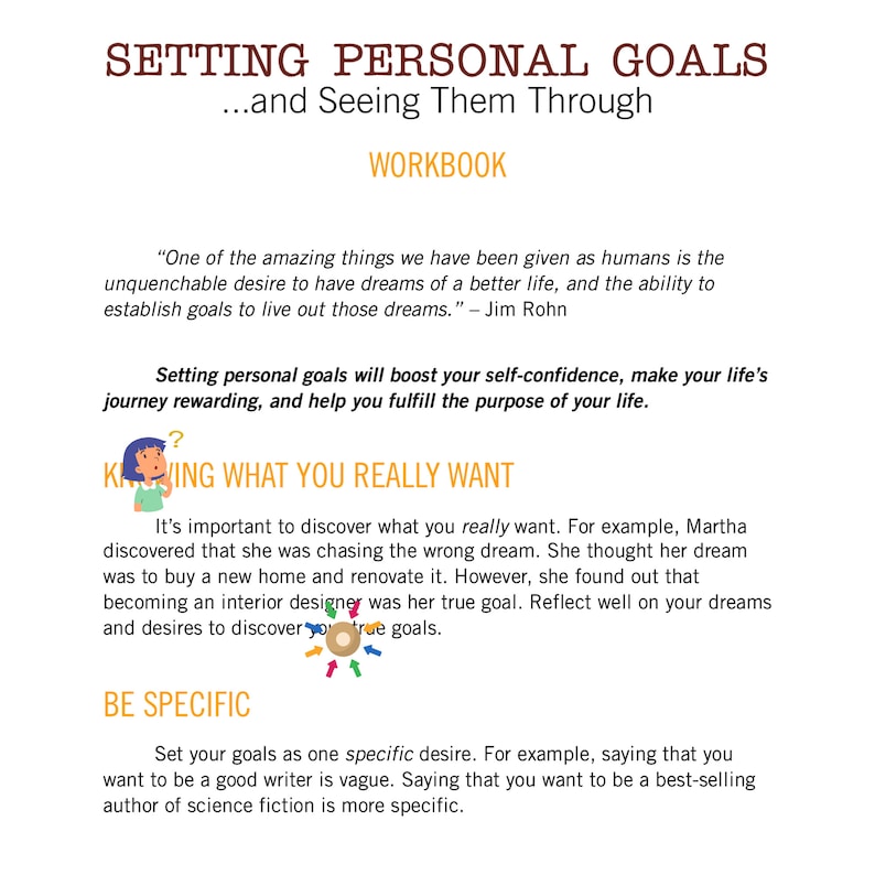 Setting Personal Goals and Seeing Them Through: A Workbook - Etsy