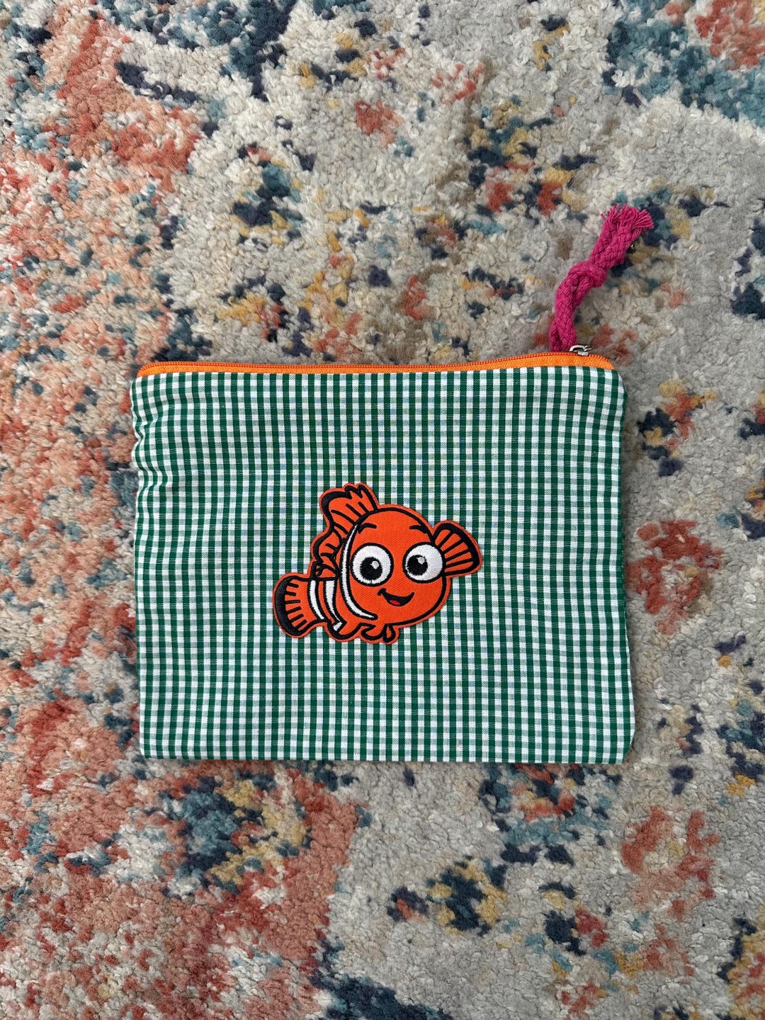 Young Clown Fish Inspired Zipper Pouch: Plaid Fabric Cosmetic Bag - Etsy