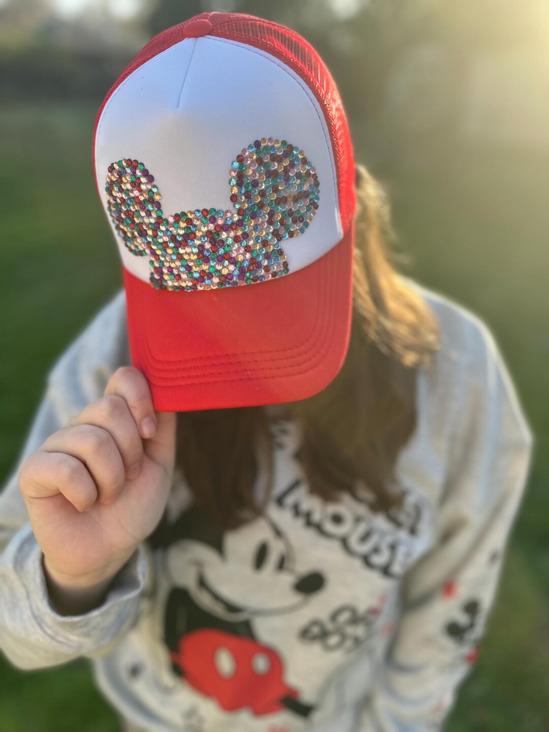 Mickey Mouse Colorful Sparkle Red Trucker Hat - Etsy