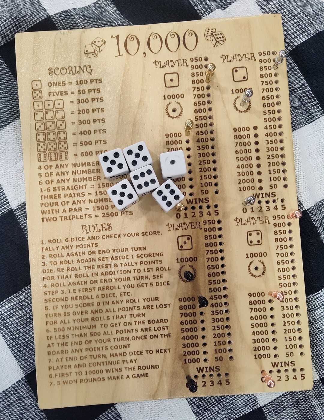 10000/ Farkle Score Solid Poplar Board Made in Maryland USA - Etsy